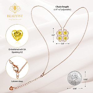 Beauyist 2 IN 1 Lucky Four Leaf Clover Necklaces for Women