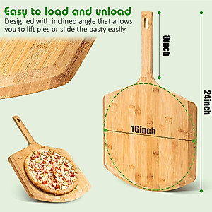 Pizza Peel 16 Inch, Natural Bamboo Pizza Peel Pizza Paddle Spatula Oven Accessory for Large Wood Pizza Board For Transferring & Serving, Wood Pizza Cutting Board for Cheese Bread Fruit Vegetables
