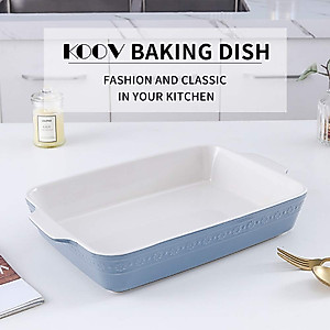 KOOV Individual Lasagne Pan Deep, Rectangular 9x13 Baking Dish, Ceramic Baking Dish, Bakeware for Tapas, Roasting, Casserole Dish for Oven, (Haze Blue)