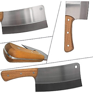 Kitory Meat Cleaver 7'' Kitchen knife, Heavy Duty Chopper, Chinese Chef’s knife for small Bone Cuttting, Full Tang, Stainless Steel, Pear Wood Handle