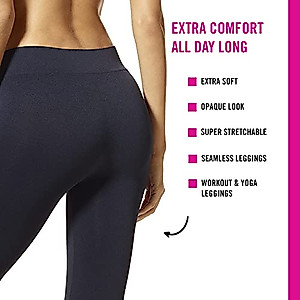 HUE Women's Seamless Leggings, Assorted Hosiery, Black, Medium-Large US