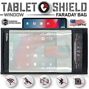 Mission Darkness Window Faraday Bag for Tablets // Device Shielding for Law Enforcement, Military, Executive Privacy, EMP Protection, Travel & Data Security, Anti-Hacking & Anti-Tracking Assurance