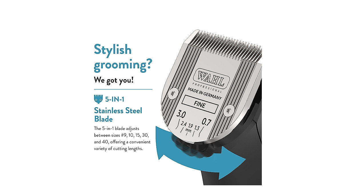 Wahl Cordless Pet & Horse Clipper with 5-in-1 Adjustable Blade | Black