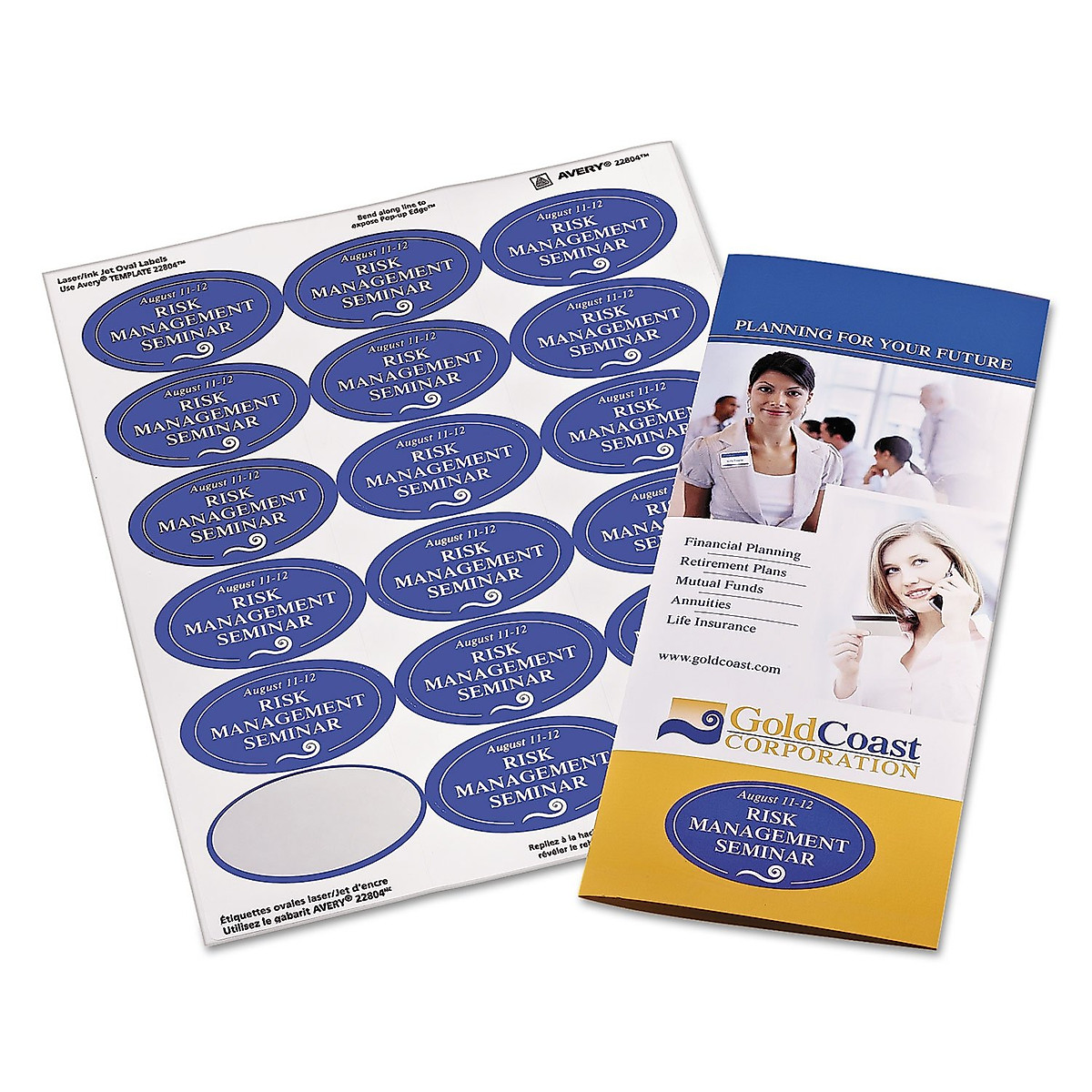 Avery® Easy Peel® Print-To-The-Edge Permanent Inkjet/Laser Oval Labels, 22804, 1 1/2" x 2 1/2", Glossy White, Pack Of 180