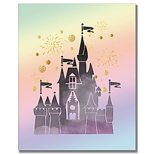 Disney Girls Art Prints - Girl'S Room Wall Decor Photos - Set Of 4 (8 Inches X 10 Inches)