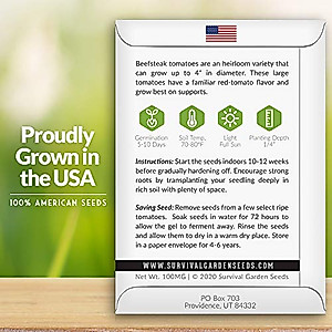 Survival Garden Seeds - Beefsteak Tomato Seed for Planting - Packet with Instructions to Plant and Grow Delicious Tomatoes in Your Home Vegetable Garden - Non-GMO Heirloom Variety - 1 Pack