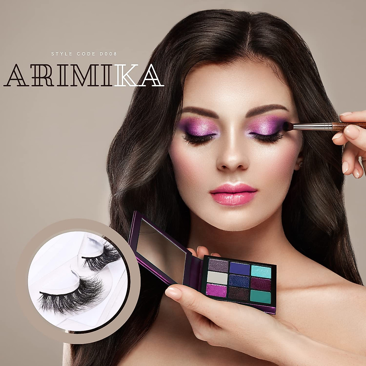 Arimika Fluffy Long Thick Dramatic Look 3D Mink False Eyelashes, Handmade Reusable Lashes for Makeup D008