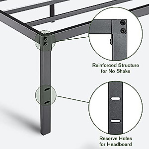 IMUsee Heavy Duty Twin Size Platform Bed Frame with 18 inch Large Under Bed Storage Space, Sturdy Metal Frame/Mattress Foundation/No Box Spring Needed/Easy Assembly/Noise-Free
