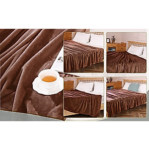 Rerelife Soft Fleece Throw Blanket, Throw Plush Cozy Thick Flannel 350GSM Lightweight Blanket for Couch Bed Sofa (Coffee Brown,40x60 Inches)