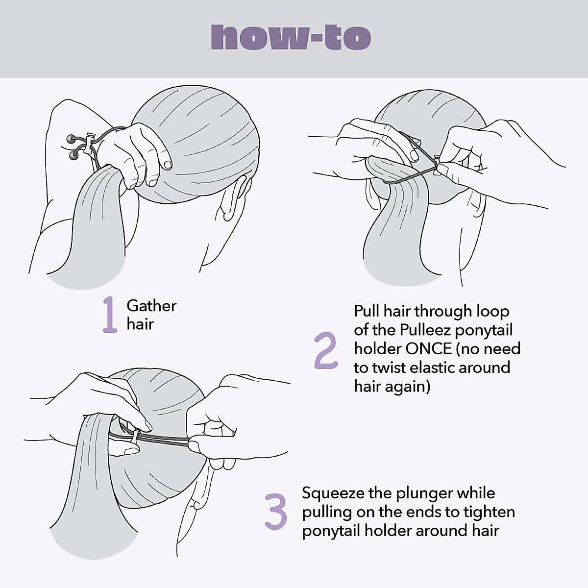 Pulleez Patented Adjustable Sliding Ponytail Holder, Set of 4 - Acrylic Charms - 2 Brown/ 2 Black Elastic Hair Ties. Perfect for Thin, Thick, or Natural Hair