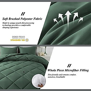 ELNIDO QUEEN Queen Comforter Set - Green All Seasons Bedding Comforters & Sets with 2 Pillow Cases - 3 Pieces Bed Set - Down Alternative Comforter Set- Bedding Comforter Sets Queen Size (88x92 inch)