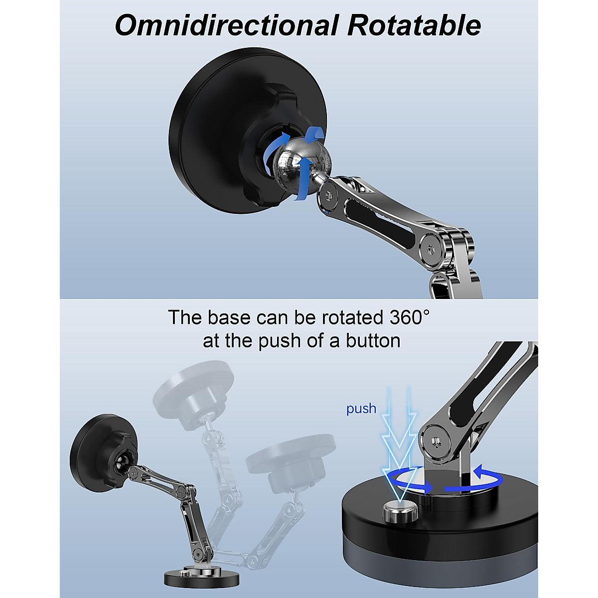 iAXBi Magnetic Car Mount Charger for MagSafe, 15W Wireless Fast Charger Phone Holder for Car with Adhesive, 360° Rotatable Zinc Alloy Handsfree Phone Stand