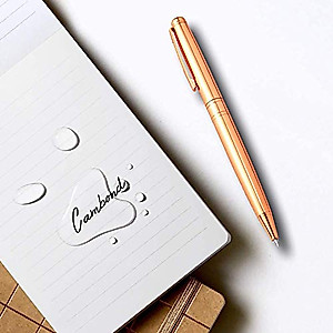 Cambond Ballpoint Pens Black Ink, Metal Pens Stainless Steel Uniform Pens for Gift Business Men Police Flight Attendant, 1.0 mm Medium Point, 3 Pens with Extra 3 Refills, Rose Gold