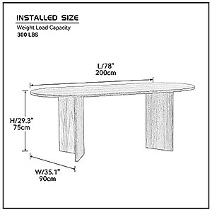 LKTART 78''Walnut Wood Dining Table Brown Wooden Legs Large Modern Table for 4-8 Person Kitchen Dinning Room Offine Meeting Room