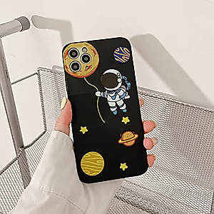 Yonds Queen for iPhone 13 mini Cute Case, Cartoon Astronaut Space Planet Design Stylish Bumper Cover Soft TPU Rubber Protective Anti-Slip Shockproof Case(iPhone 13 mini, Black Moon)