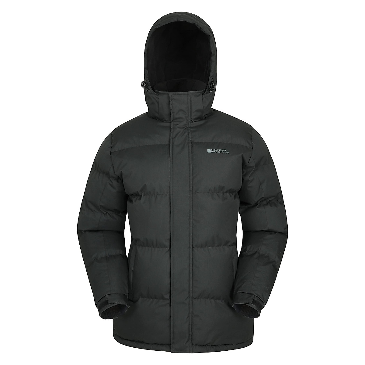Mountain Warehouse Snow Mens Padded Jacket - Fleece Lined Hood Puffer Black Large