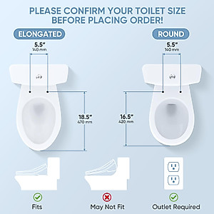 LEIVI Electric Bidet Smart Toilet Seat with Dual Control Mode, Adjustable Warm Water and Air Dryer, Ultra Slim Heated Toilet Seat, Oscillating and Pulsating Spray Wash, LED Nightlight, Elongated