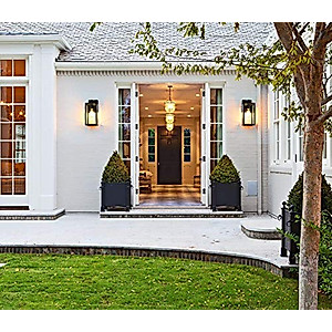 MAXvolador Outdoor Wall Lantern, Exterior Waterproof Wall Sconce Light Fixture, Matte Black Anti-Rust Wall Mount Light with Clear Glass Shade, E26 Socket Wall Lamp for Porch(Bulb Not Included)