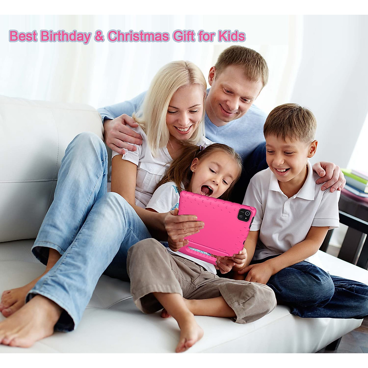 NOBKLEN Kids Tablet 10 Inch, Android 13, 4GB+64GB, 8-Core CPU, WiFi 6, 12H Battery Life, Parental Control, 1280 * 800 HD Display, Dual Cameras, Shockproof Case, Pre-Installed Educational Apps