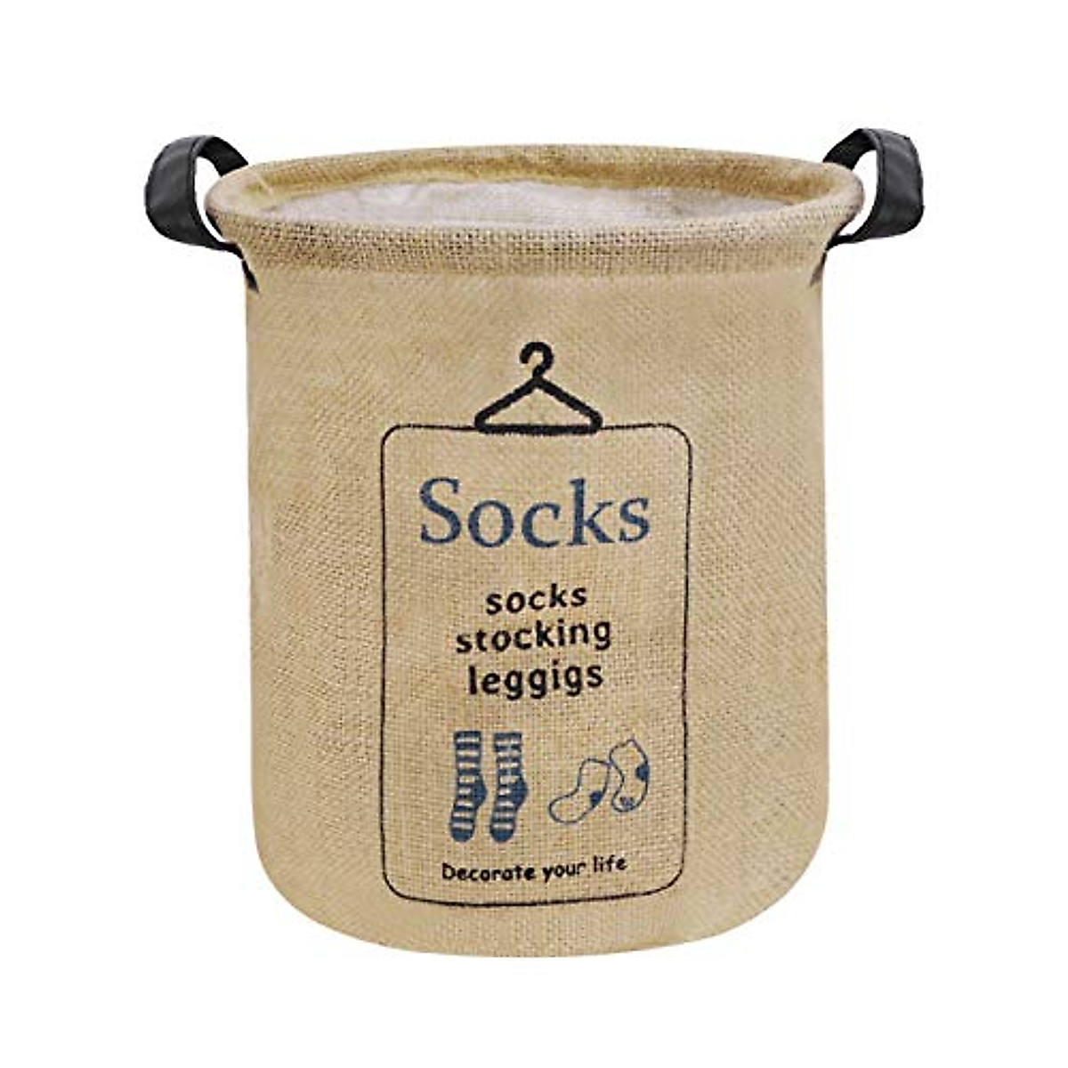 Pop-up Laundry Hampers Waterproof Cotton Linen Foldable Round Storage Bucket Organizer Dirty Clothes Shoes Basket Holder Baby's Toys Collection Box Closet Bin+3 Handles