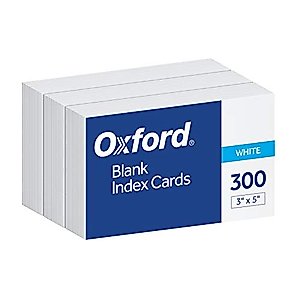 Oxford 3 X 5 Inches Blank Ruled Index Card, 300 Count, White (10013)