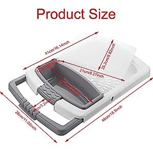 BigTron Multifunctional Chopping Board, Plastic Kitchen Sink Strainer with Stoarge Basket 3 in 1 for Cutting Washing Draining (Grey)