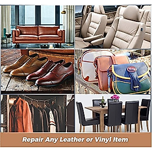 Leather and Vinyl Repair Kit - Furniture, Couch, Car Seats, Sofa, Jacket, Purse, Belt, Shoes | Genuine, Italian, Bonded, Bycast, PU, Pleather |No Heat Required | Repair & Restore