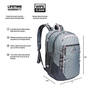 adidas Excel 6 Backpack, BOS Mini Monogram Grey-Grey Two/Orchid Fusion Purple, One Size