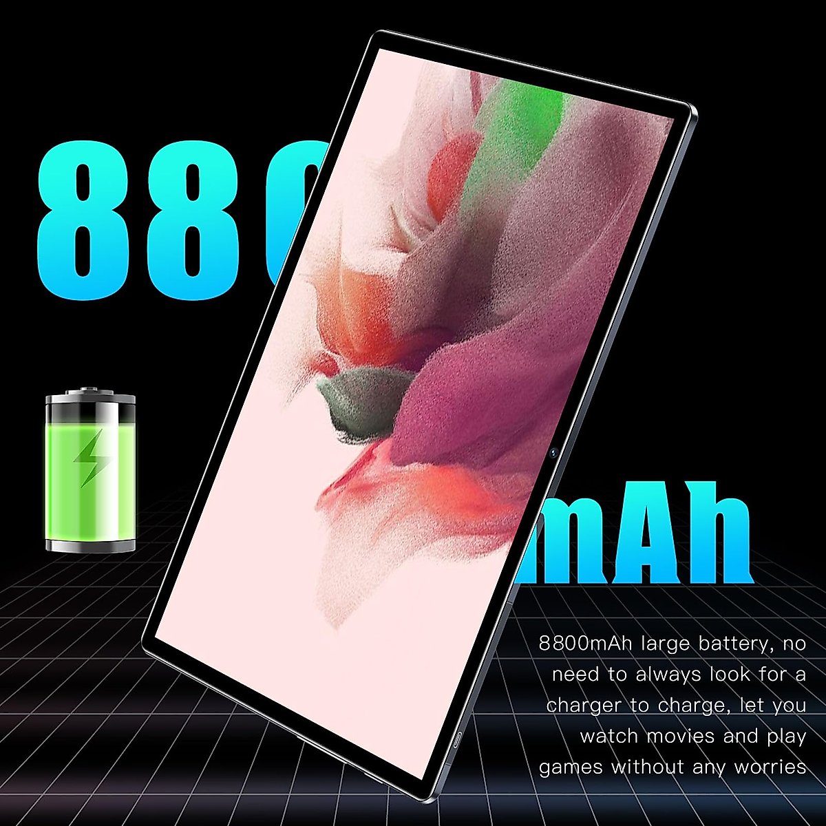 Acogedor 2 in 1 Tablet, 10.1in Gaming Tablet with BT Keyboard, Mouse, Earbuds, 10 Core CPU, 12GB RAM 256GB ROM, 8+20MP Dual Cam, Support 5G WiFi, for Android 12.0 (Silver)