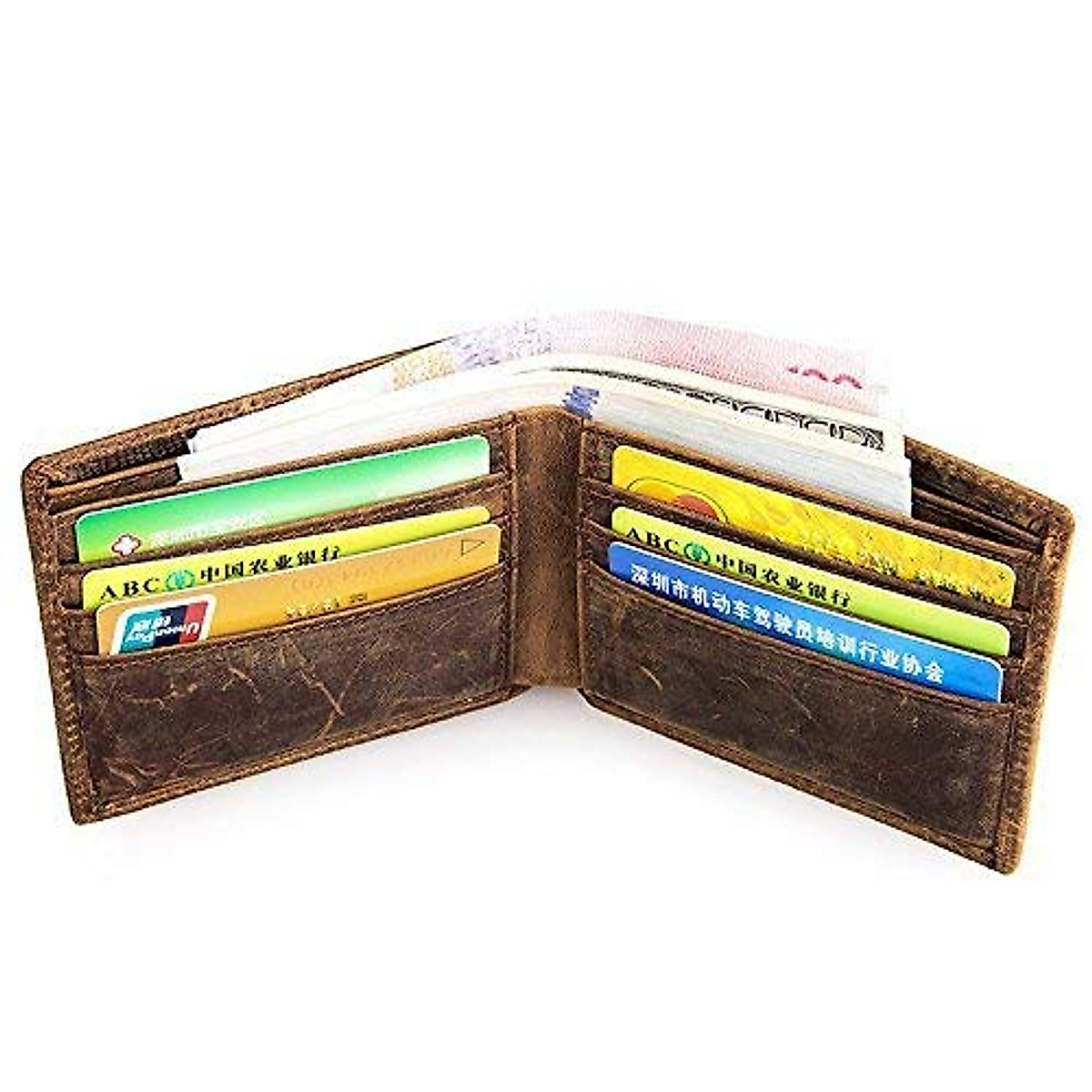 HRS Crocodiile Wallets for Men- Ultra Slim Genuine Leather Mens Bifold Wallet Vintage Personal with Alligator Embossed