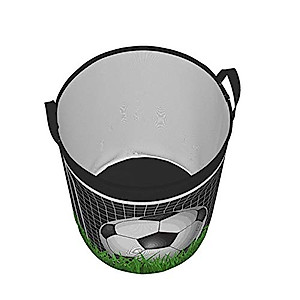 KiuLoam Soccer Box On Green Grass 19.6 Inches Large Storage Basket with Handles Collapsible Portable Laundry Fabric Hampers Tote Bag for Toys Clothing Organization