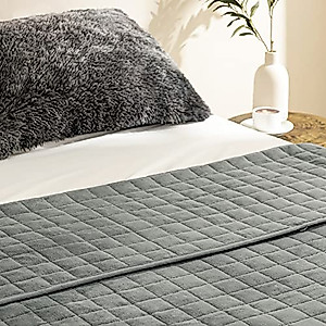 joybest Flannel Weighted Blanket, 2x2 Inch Compartments Oeko-Tex Certified Soft Fluffy Blanket with Premium Glass Beads, 15LBS 48x72Inches (Grey)…