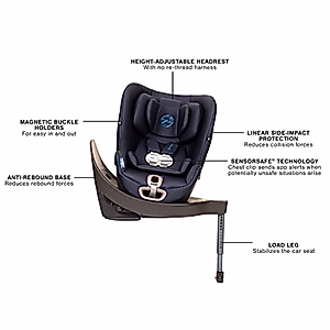 Cybex Sirona S Rotating Convertible Car Seat with SensorSafe 2.1, Children Newborn to Four Years, Easy Child Load, Infant Baby Toddler Preschooler, Indigo Blue