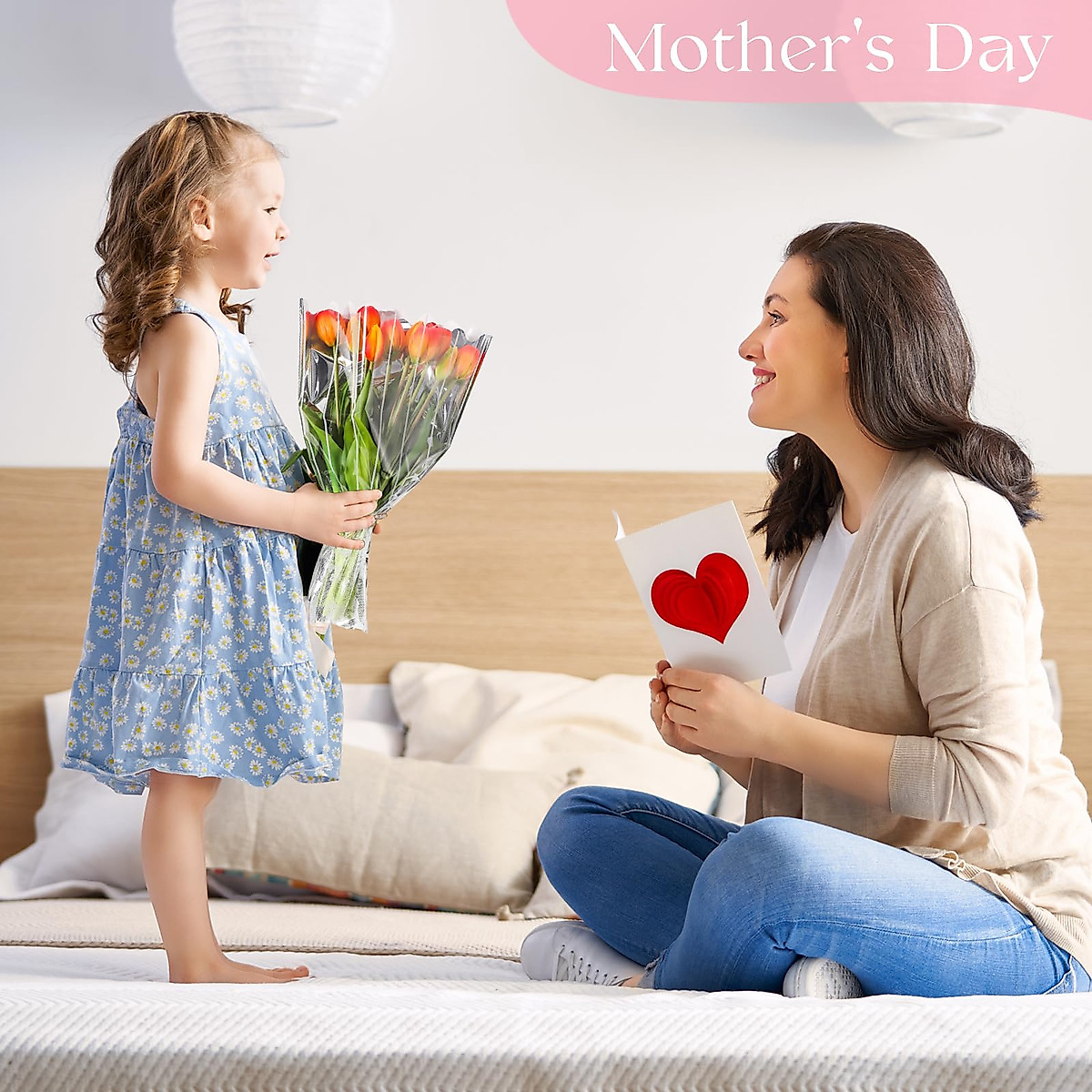 NUOMI 100 Pcs Flower Bouquet Bag Plastic Wrapping Bags with Lace Decor Disposable Cellophane Floral Bouquet Sleeve for Wedding, Mother's Day, Birthday, Holiday, Valentine, 19 Inch