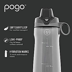 Pogo BPA-Free Plastic Water Bottle with Chug Lid, Fuchsia, 32 oz.