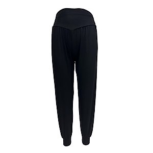 TAIKMD Kids Girls Harem Pants Dancewear Basic Classic Stretchy Loose Yoga Hip Hop Jazz Bootcut Latin Running Long Trousers (11-12, Black)
