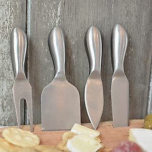 The Live Edge - 4 Piece Stainless Steel Cheese Knife Set for Charcuterie Board Serving Utensils | Cheese Board Knives and Forks Set For Cutting, Slicing & Spreading | Charcuterie Accessories Tools