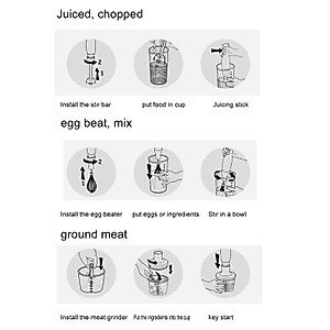 4 In 1 Food Processor Blender,Hand Blender with 500ml Chopper Bowl Handheld Blender Eggbeater for Egg Beating Food Chopping Juicing and Mixing