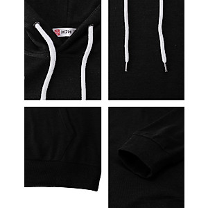 H2H Mens Basic Long Sleeve Pullover Hoodie BLACK US 2XL/Asia 3XL (CMOHOL050)