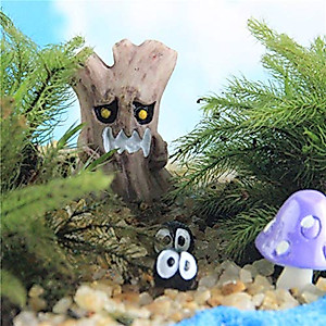 3pcs Halloween Miniature Micro Landscape Moss Succulent Potted Ornaments Bonsai Fairy Garden Landscape DIY Decor Desktop Ornaments (Grey + Yellow + Purple)