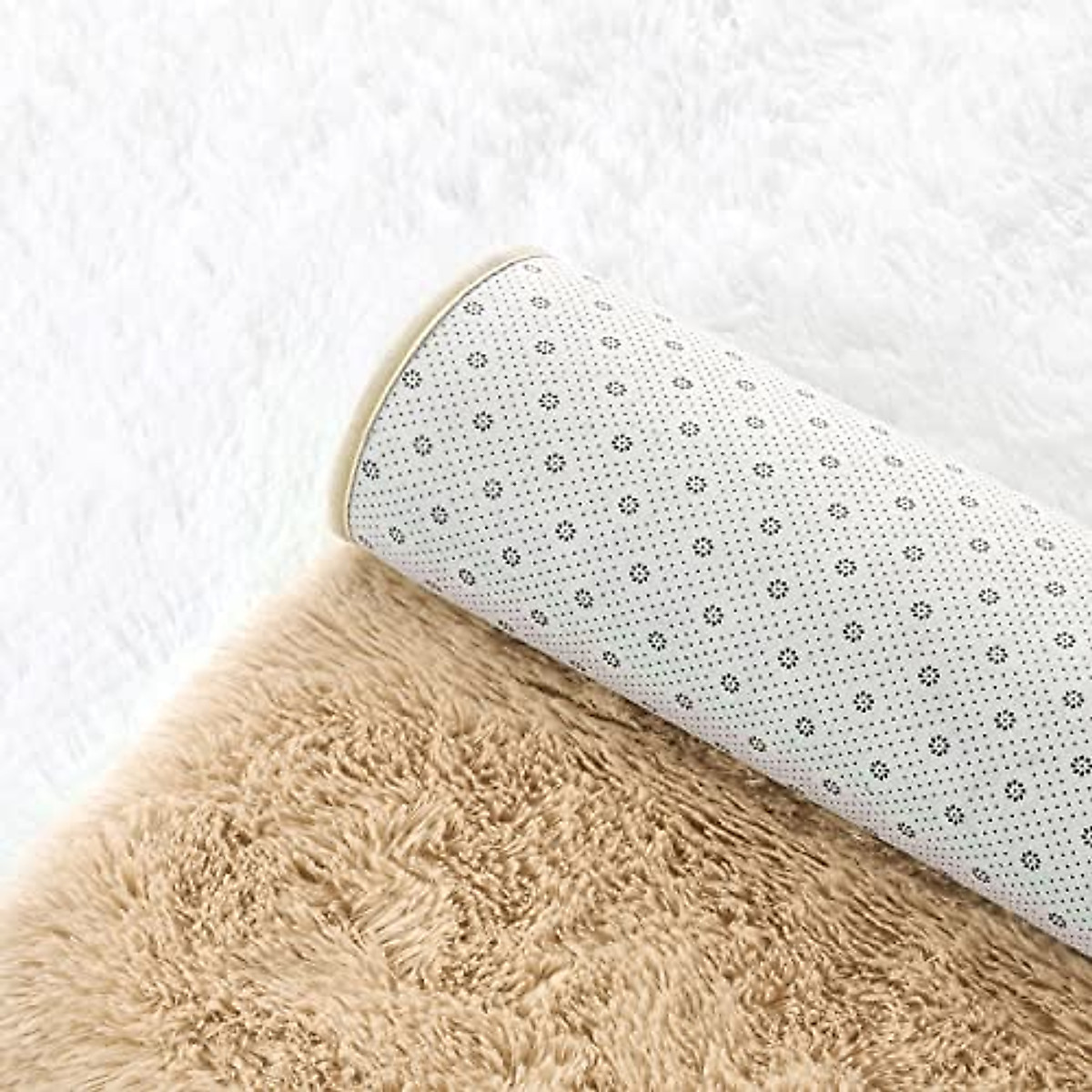 Sovolibee Ultra Soft Fluffy Area Rugs for Bedroom Living Room, Indoor Shaggy Non-Slip Floor Carpet for Room Girls Dorm Baby Nursery Play Mat- Modern Home Decor Rug 3x5 Feet Khaki