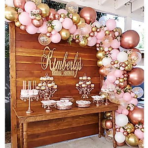 Beaumode Diy Rose Gold Pink White Balloon Garland Arch 160PCS with Confetti Balloons Baby Shower Wedding Princess Birthday Anniversary Engagement Bridal Shower Party Decoration (Rose Gold Pink White)