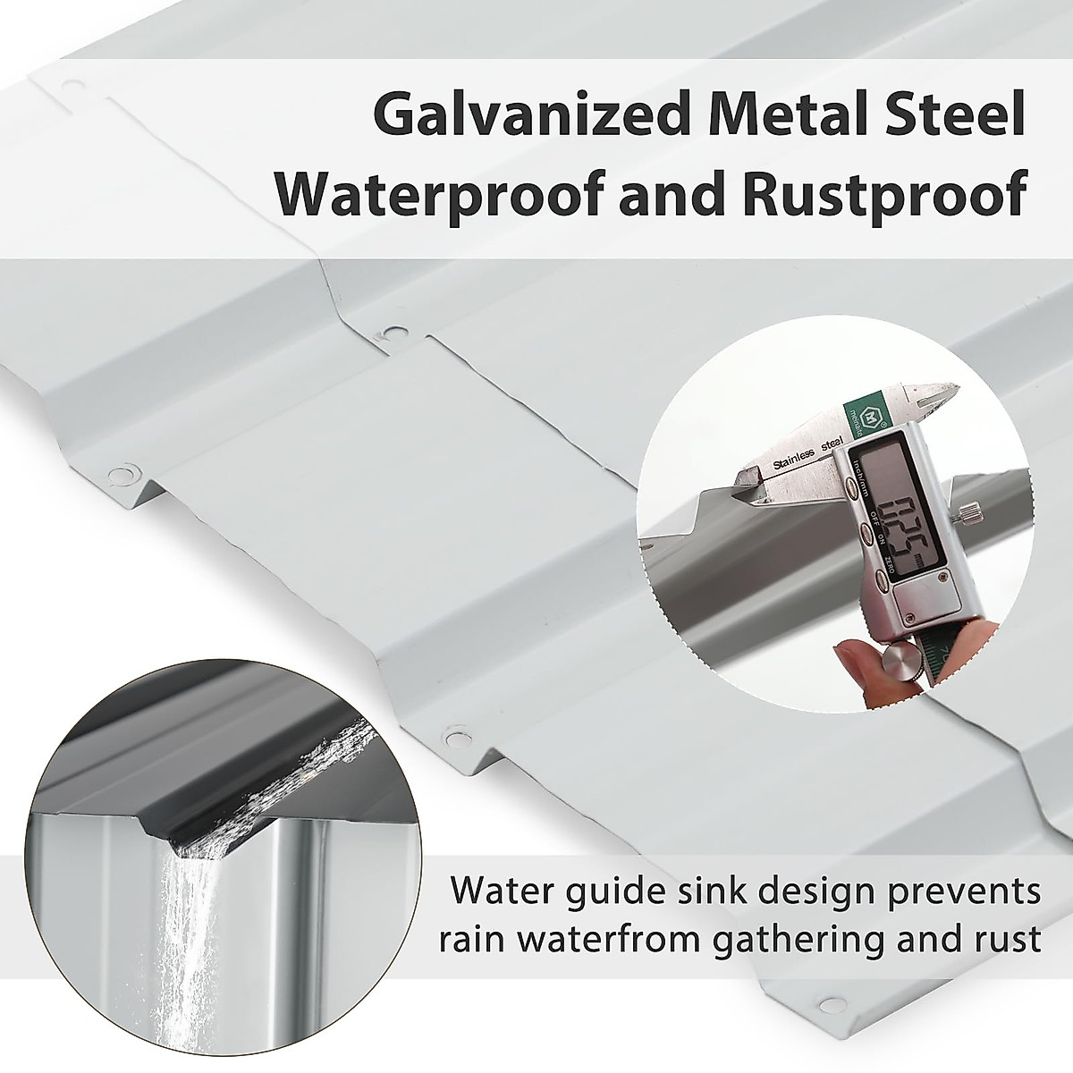 Verano Garden 10x8 FT Outdoor Storage Shed, Galvanized Steel Metal Garden Shed, Double Door W/Lock, Outdoor Storage Tool House for Backyard, Patio, Lawn