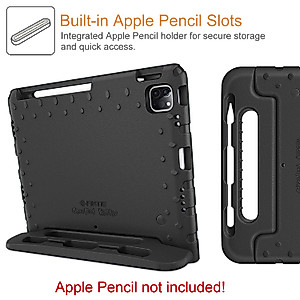 Fintie Case for iPad Air 5th / 4th Generation (2022/2020) 10.9 Inch, iPad Pro 11" (4th/3rd/2nd Gen)- Kiddie Lightweight Shockproof Kids Friendly Stand Cover, Pencil Holder, Black
