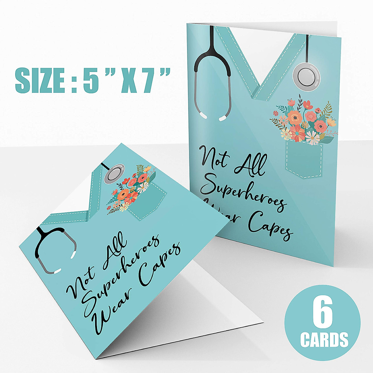 Bulk Nurse Appreciation Week Cards - 5" X 7" (6 Pack, Envelopes Included) | Medical Appreciation Cards | For Nurses, Healthcare, Hospitals, Clinics, Medical Staff, Nursing Homes, Caregivers etc.