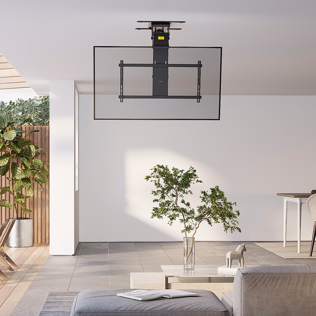 VIVO Electric TV Ceiling Mount for 40 to 85 inch Screens, Large Flip-Down Motorized Pitched Roof VESA Mount, Master Pack, Black, MOUNT-E-FD85