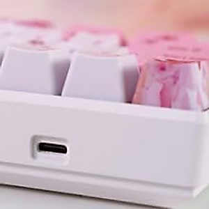 Manbala ZMX Cherry Blossom 61 Mechanical Keyboard,60%Compact Mechanical 61Keys 5.0Bluetooth/Type-C Wired Dual-Mode RGB Backlit Five-Sided Sublimation PBT Keycap Gaming Keyboard (Brown Switch, Pink)