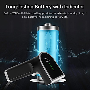 Wireless QR 2D Barcode Scanner Handheld USB Wired Bar Code Reader Support Paper and Screen Compatible with Windows Android Mac Manual/Continuous/Auto-Induction Trigger Scanning for Supermarket