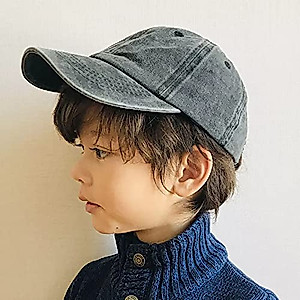 Kids Solid Cotton Baseball-Hat - Baby-Boys Washed Cotton Baseball Hats Toddler Infant Baseball-Cap for 2-7 Years (Navy, 2-7years)