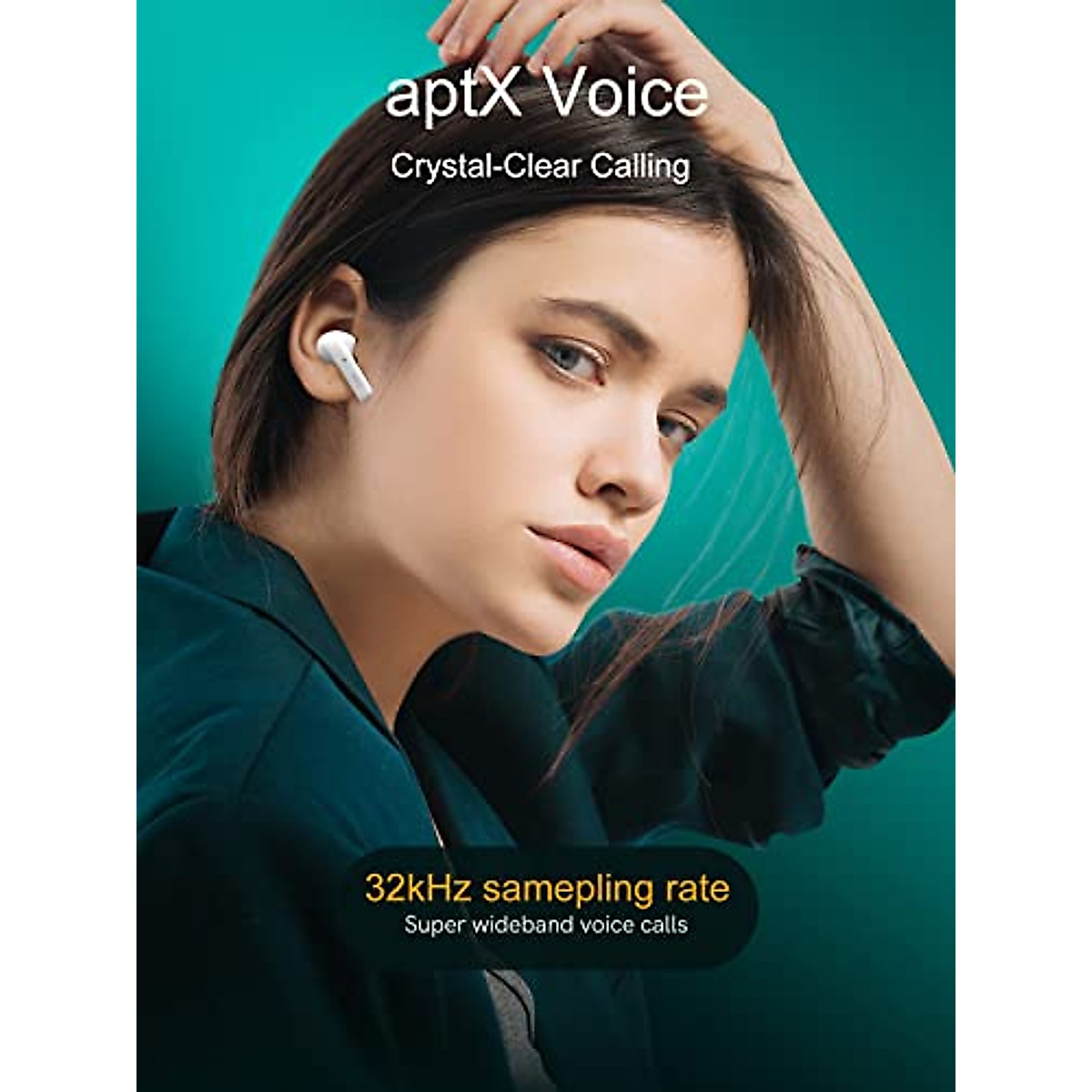 QCY MeloBuds Wireless Earbuds T18 Multipoint Connection Headphones, QCC3050 Bluetooth 5.2 in Ear Lightweight Stereo Earphones, aptX Adaptive Studio Sound Headset, aptX Voice, 30H Playtime